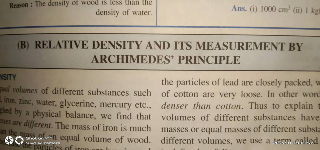 (B) RELATIVE DENSITY AND ITS MEASUREMENT BY ARCHIMEDES' PRINCIPLE NSTYY t..