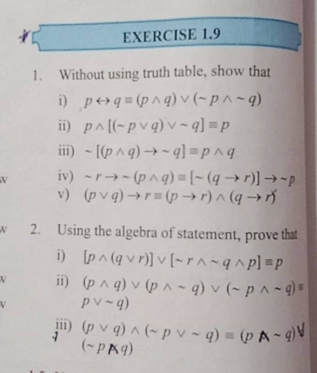 Using The Algebra Of Statement Prove That Filo