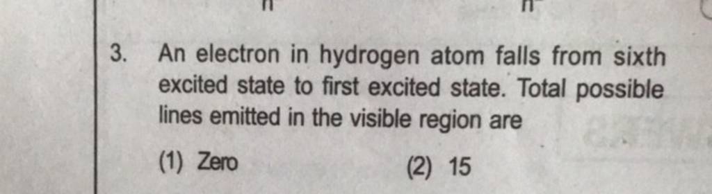 3 An Electron In Hydrogen Atom Falls From Sixth Excited State To First E