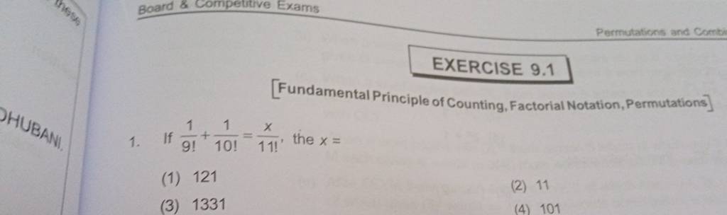 Exercise 9 1 [fundamental Principle Of Counting Factorial Notation Perm