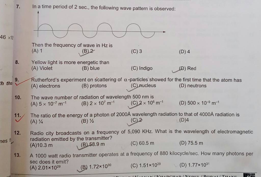 In a time period of 2 sec., the following wave pattern is observed: Then
