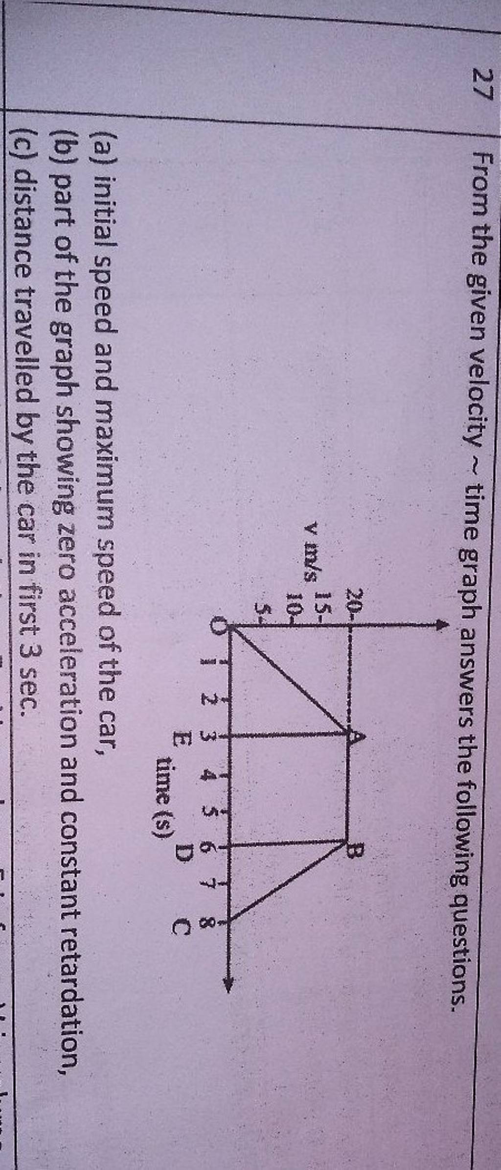 27 From the given velocity time graph answers the following questions. (a..