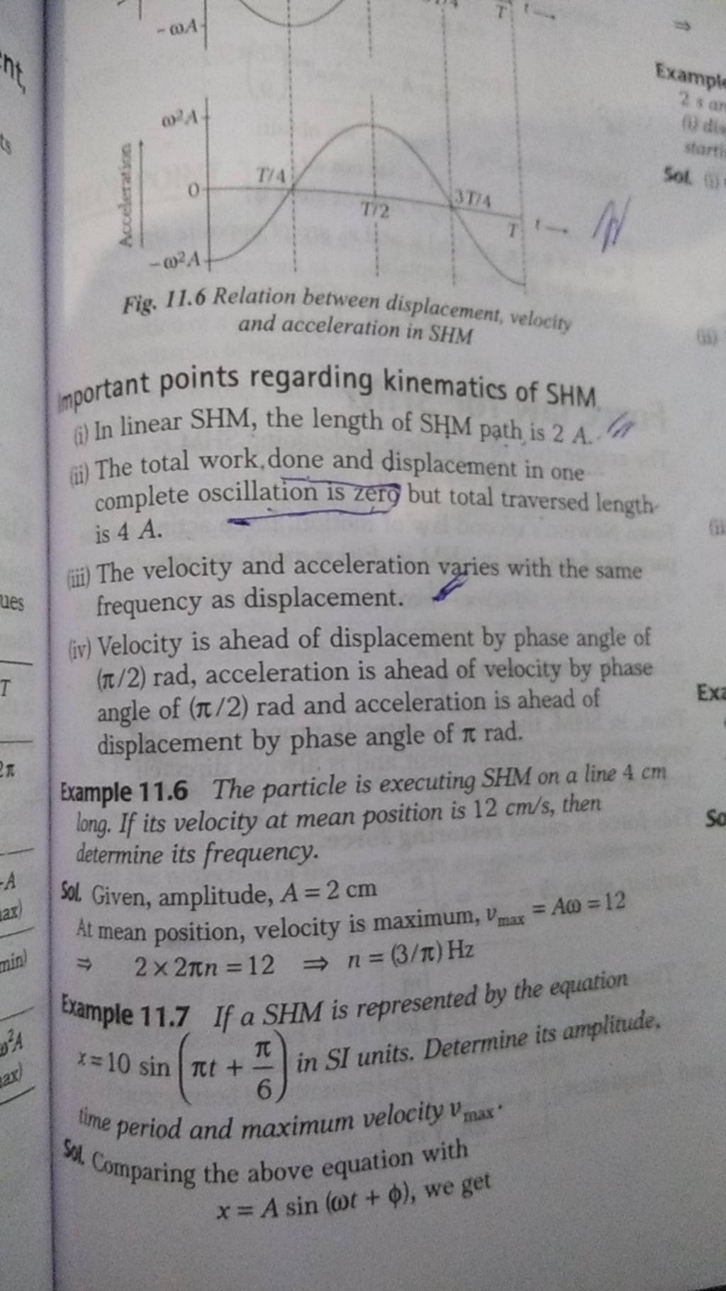 11.6 Relation between displacement, velocity and acceleration in SHM impo.. 11.6 Relation between displacement, velocity and acceleration in SHM impo..
