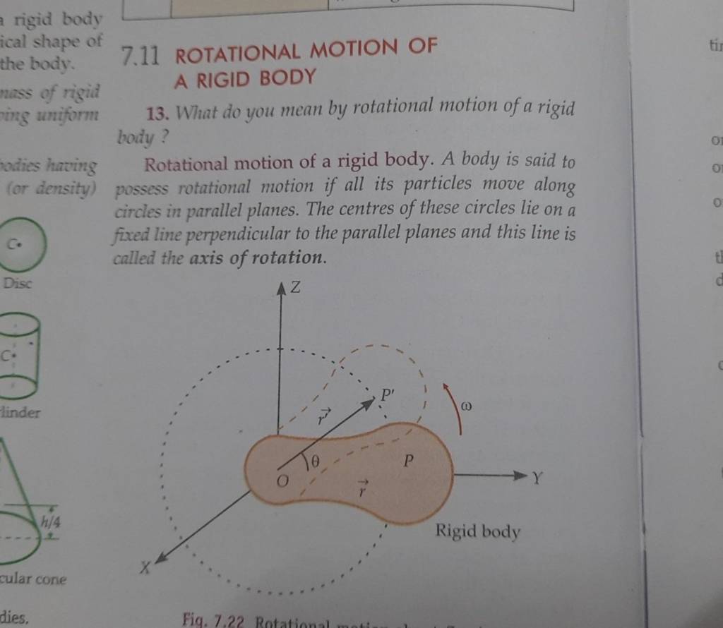 rigid body ical shape of the body. 7.11 ROTATIONAL MOTION OF A RIGID BODY..