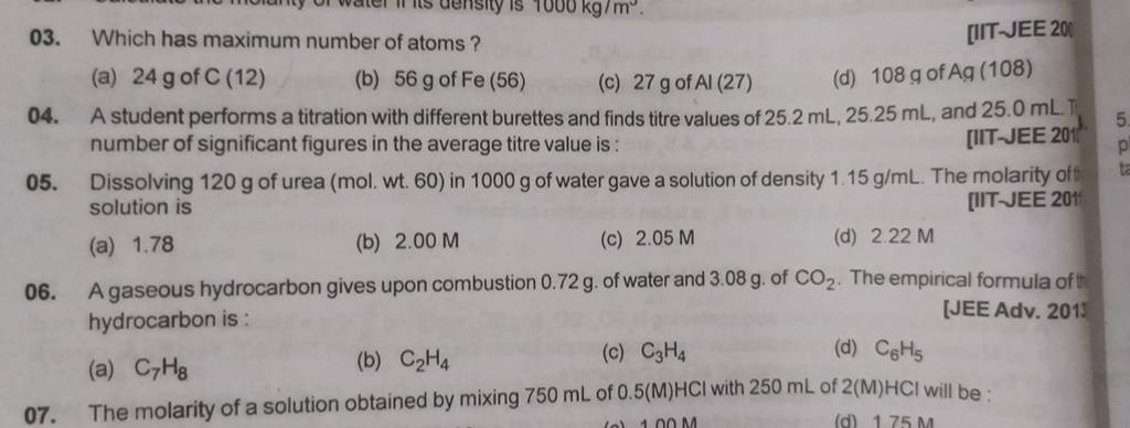 A student performs a titration with different burettes and finds titre va..