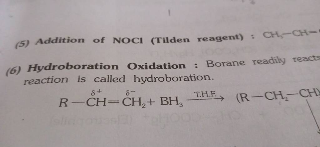 (5) Addition of NOCl (Tilden reagent) = CH, CH= (6) Hydroboration Oxidati..