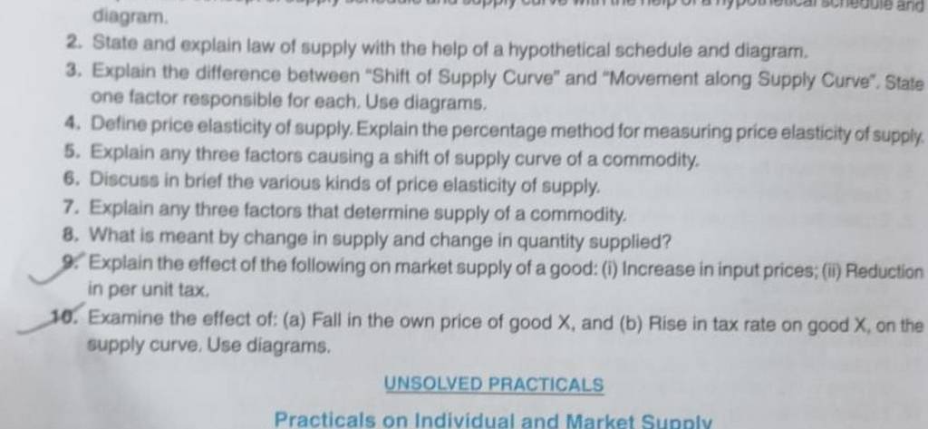 2. State and explain law of supply with the help of a hypothetical schedu..