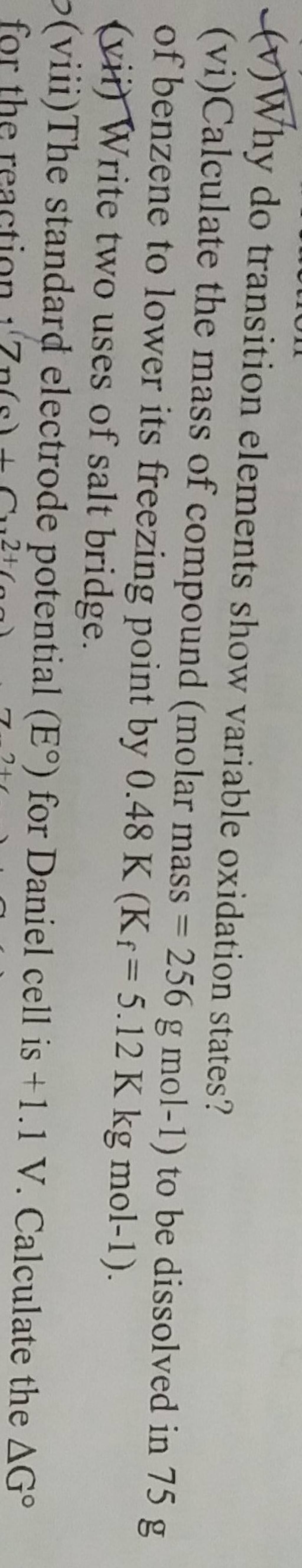 (∇) Why do transition elements show variable oxidation states? (vi)Calcul.. (∇) Why do transition elements show variable oxidation states? (vi)Calcul..