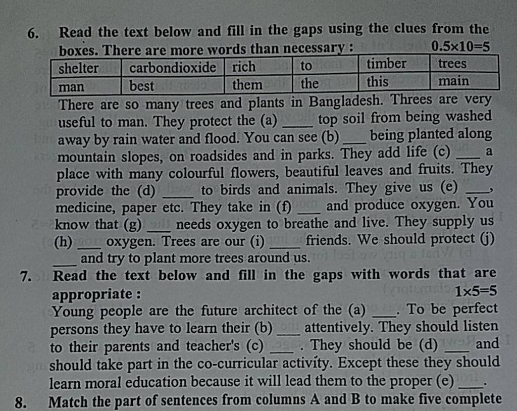 6. Read the text below and fill in the gaps using the clues from the boxe..