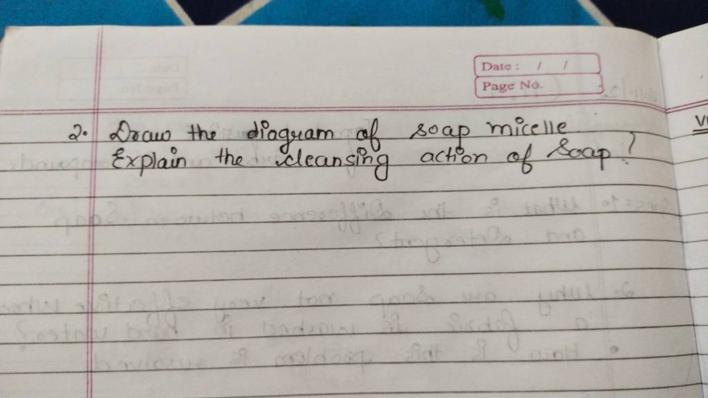 2. Draw the diagram of soap micelle Explain the cleansing action of soap?..