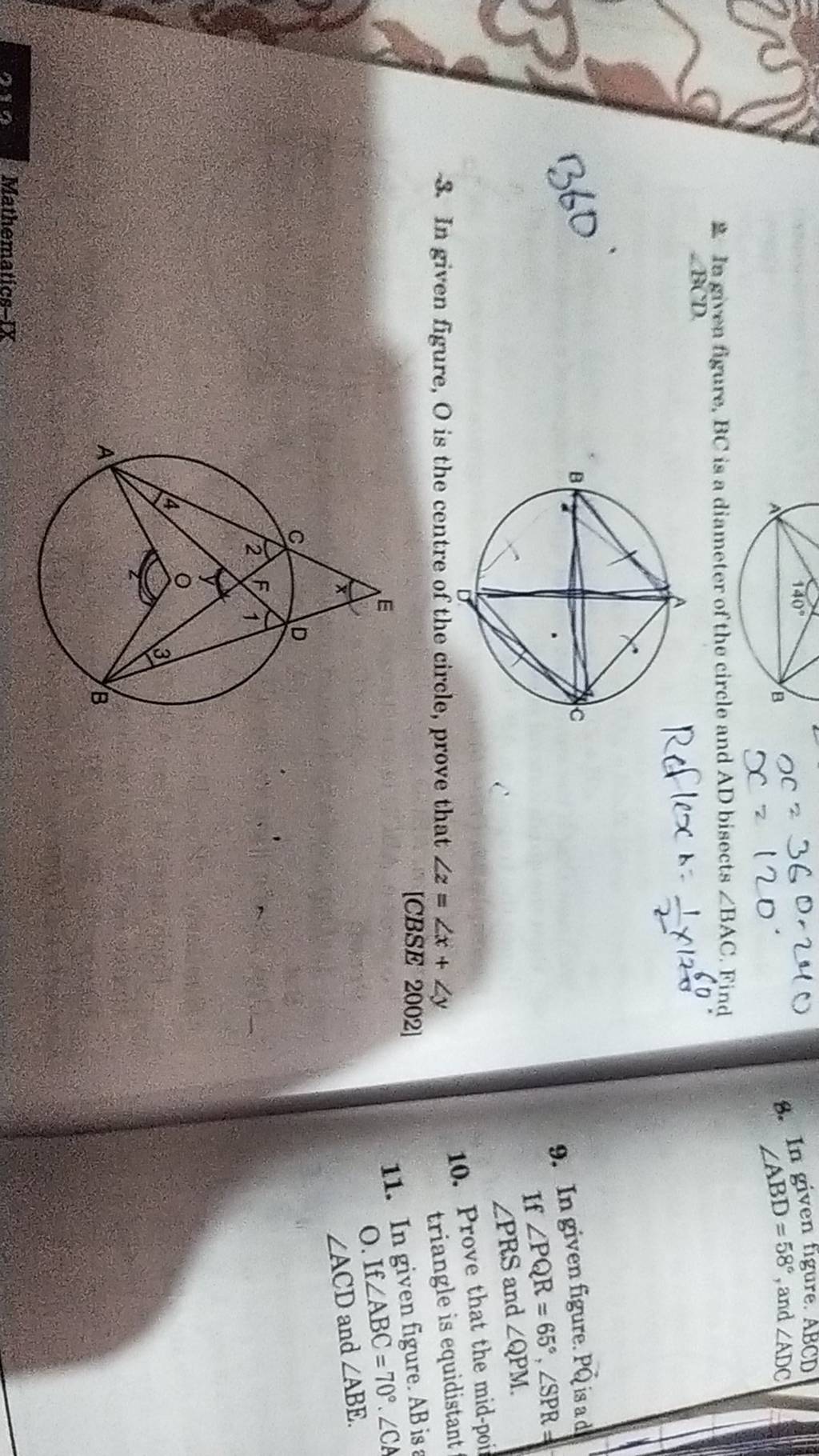 2. Ia given figure, BC is a diameter of the circle and AD bisects ∠BAC. F..
