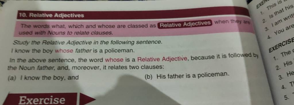 10. Relative Adjectives The words what, which and whose are classed as Re..