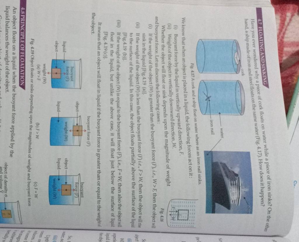 4.7 FLOATING AND SINKING Have you ever wondered why a piece of cork float..