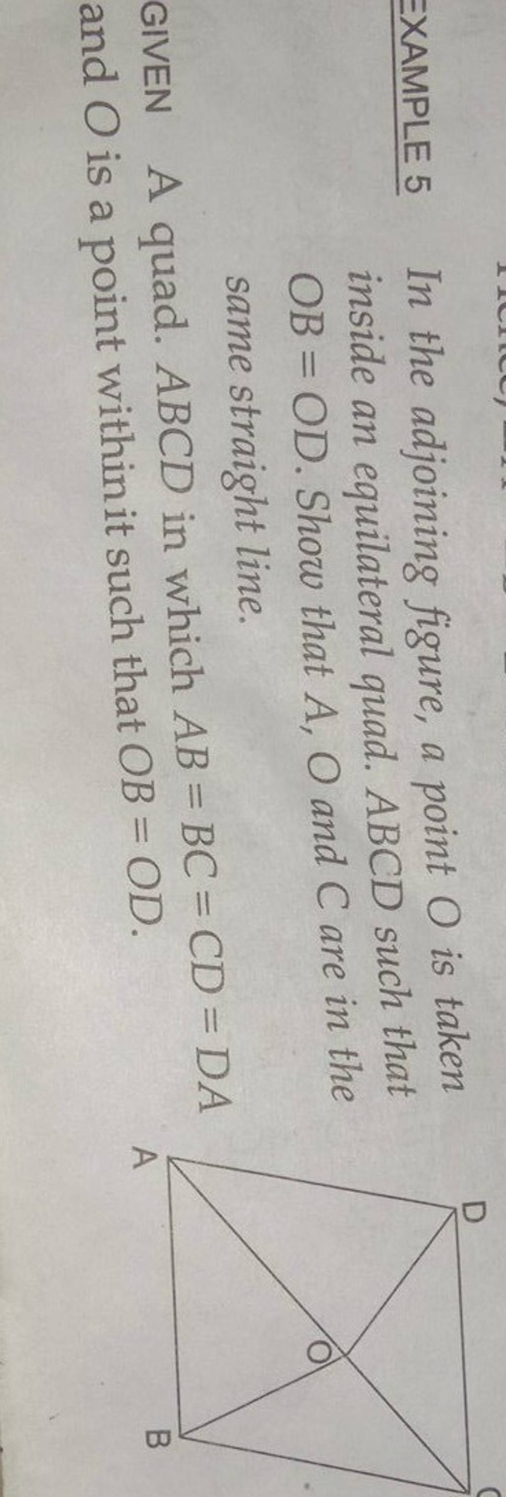 EXAMPLE 5 In the adjoining figure, a point O is taken inside an equilater.. EXAMPLE 5 In the adjoining figure, a point O is taken inside an equilater..