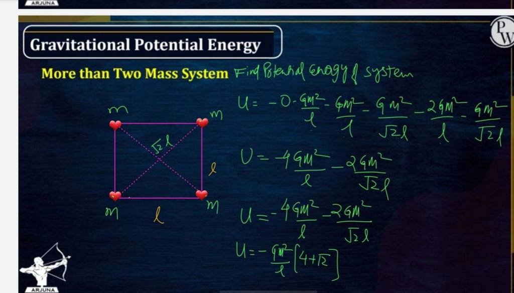 Gravitational Potential Energy More than Two Mass System Find Potential E..