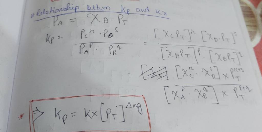 Relationship beton kp and kx PA = XA · PT Per pos кр PA PB2 > [Xe P+]* [X..
