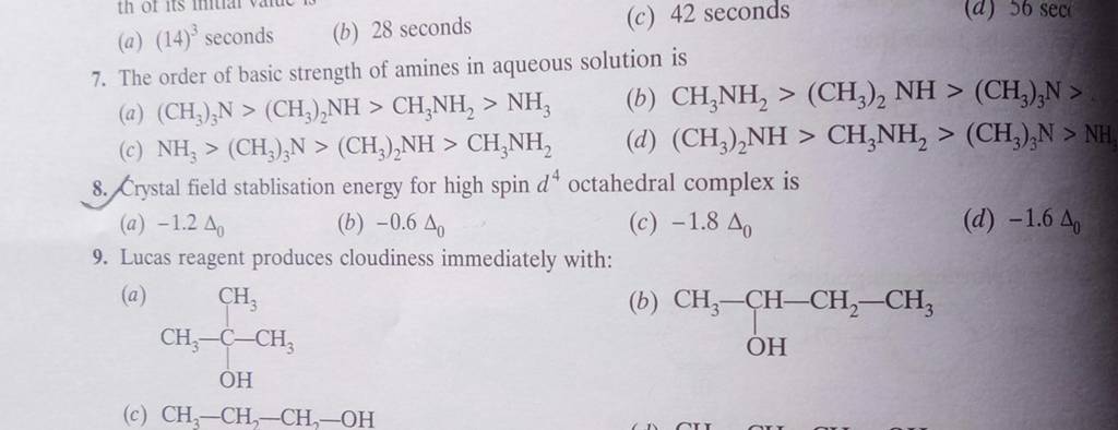 The order of basic strength of amines in aqueous solution is | Filo