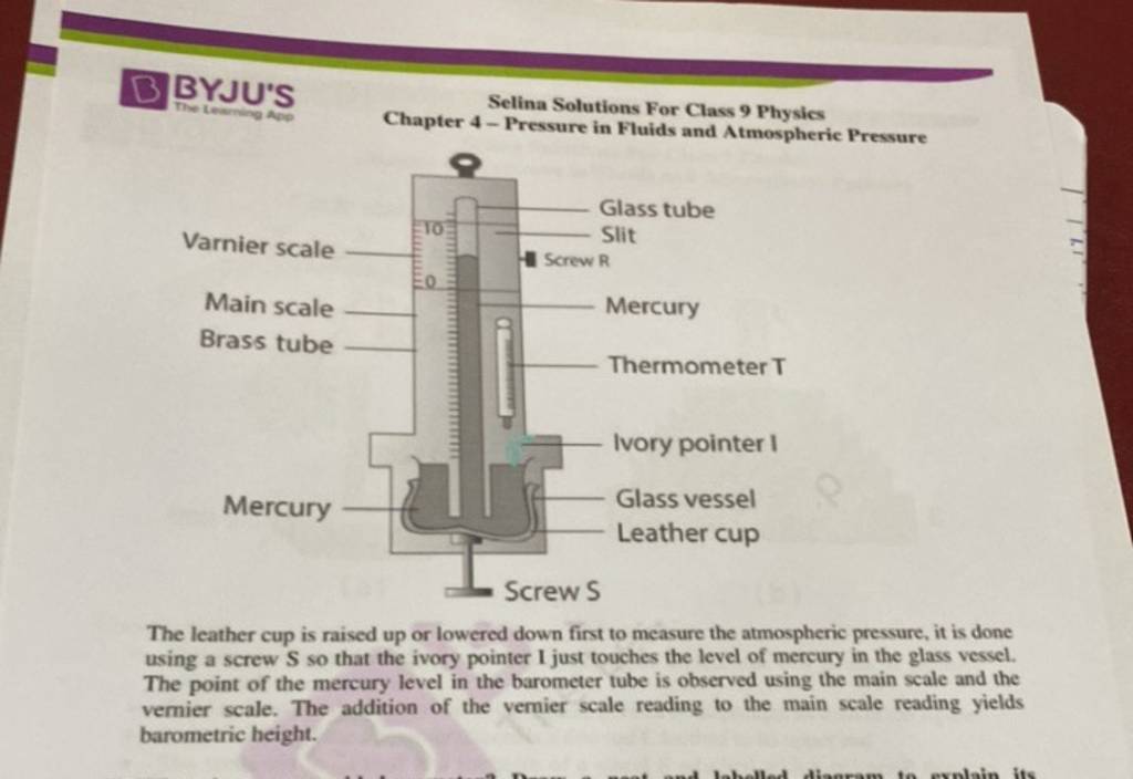 BYJU'S Selina Solutions For Class 9 Physies Chapter 4 - Pressure in Fluid..
