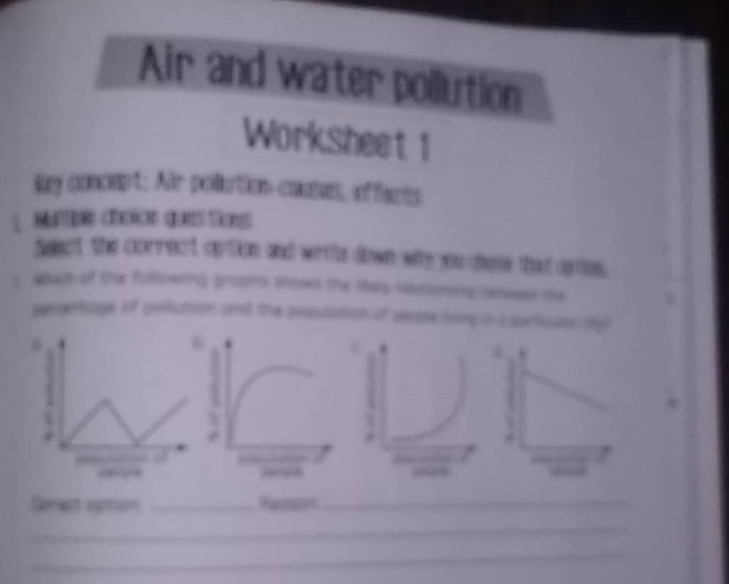 Air and water pollution Worksheet 1 Gey amost: Air kellition cafies stfor..