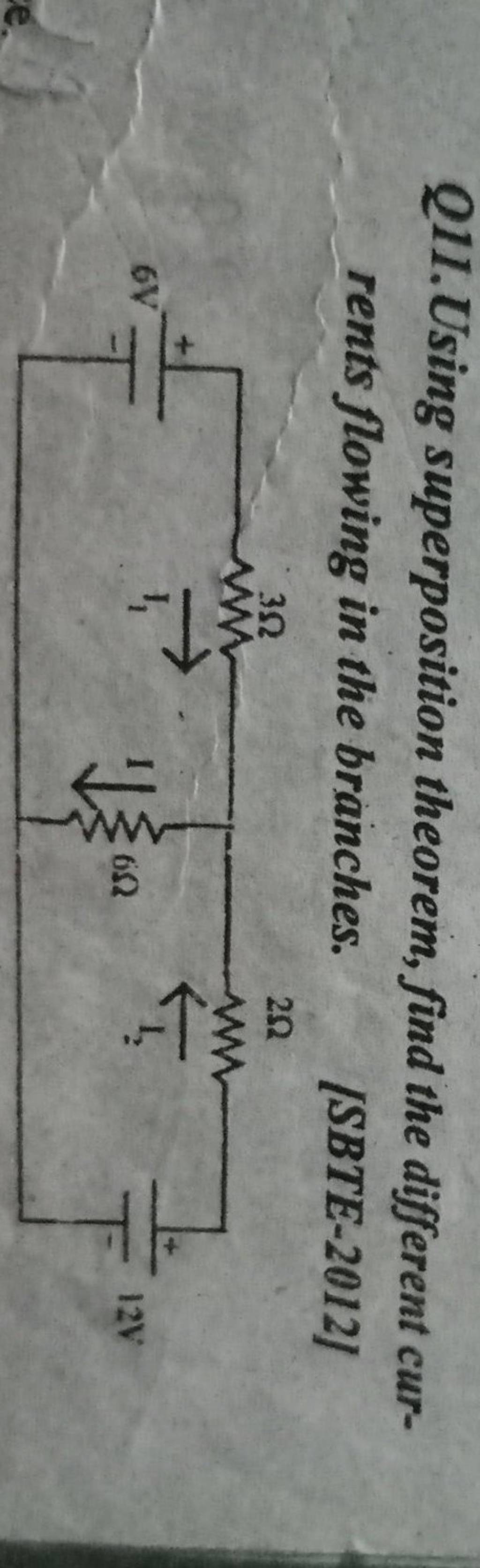 Q11 Using Superposition Theorem Find The Different Currents Flowing In