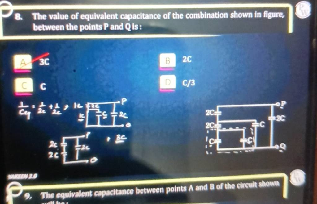 8 The Value Of Equivalent Capacitance Of The Combination Shown In Figure