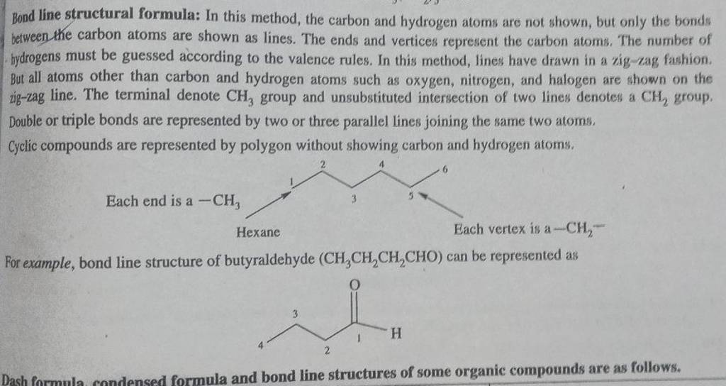 Bond line structural formula: In this method, the carbon and hydrogen ato..