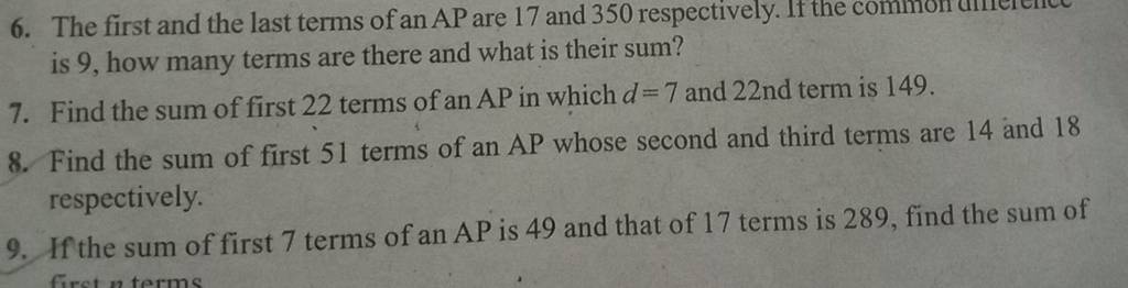 6 The First And The Last Terms Of An Ap Are 17 And 350 Respectively It