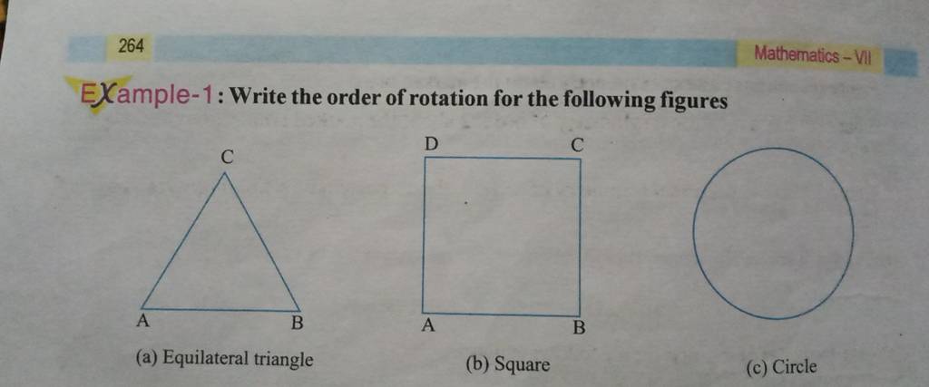 264 Mathematics - VII EXample-1: Write the order of rotation for the foll..