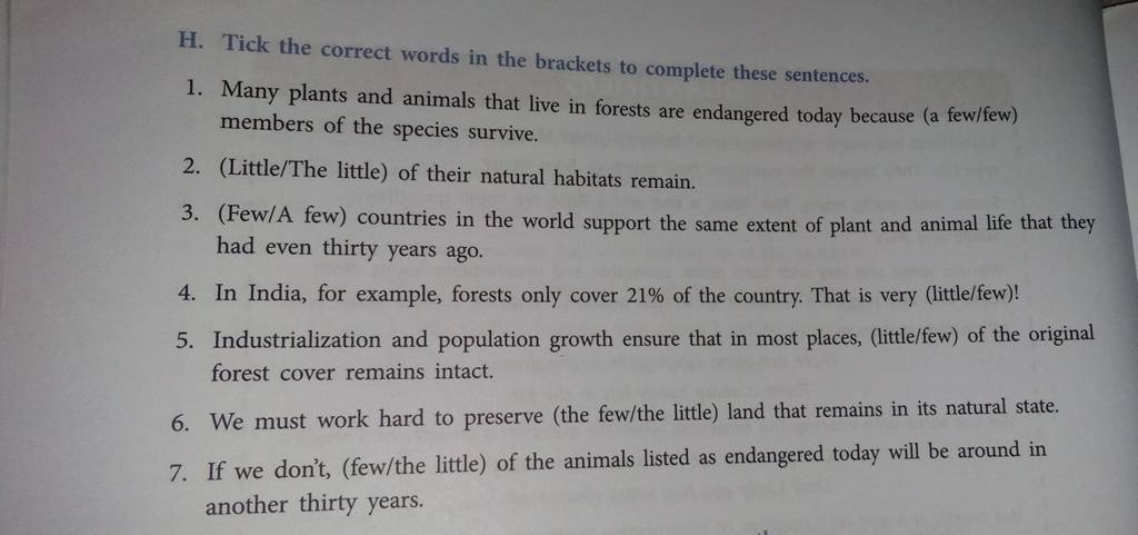 Tick the correct words in the brackets to complete these sentences. | Filo