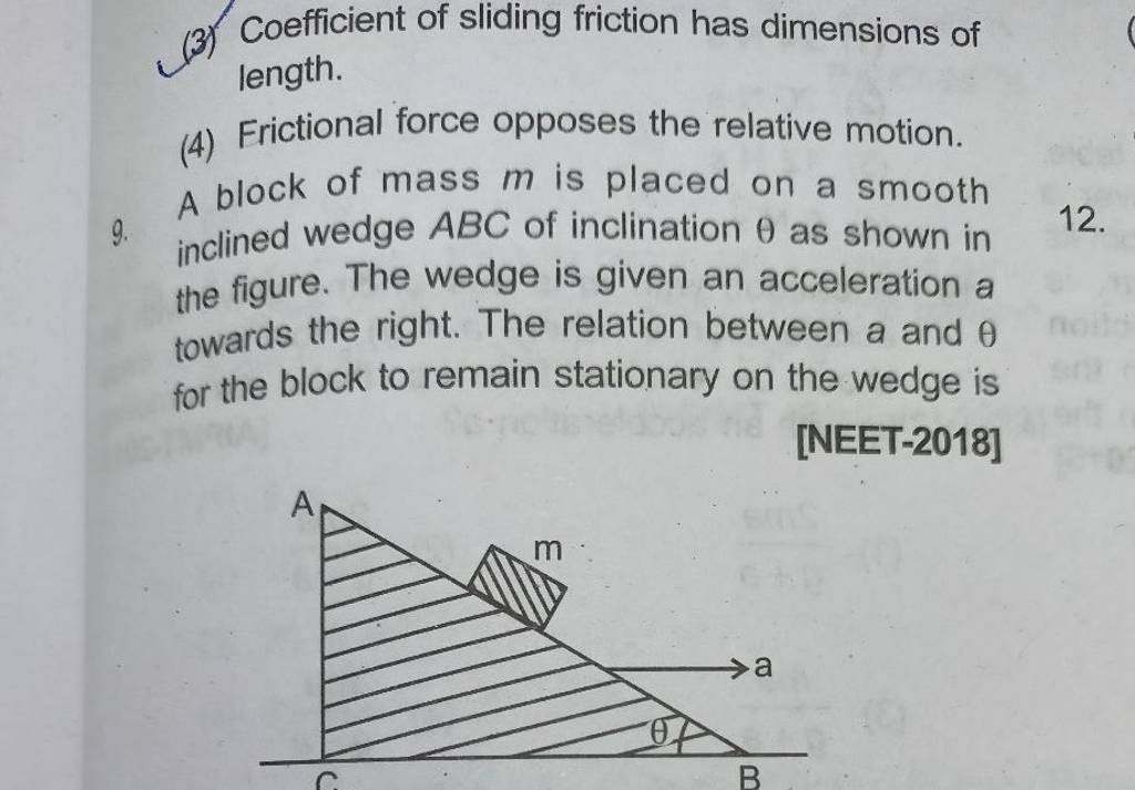 3 Coefficient Of Sliding Friction Has Dimensions Of Length 4 Frictio