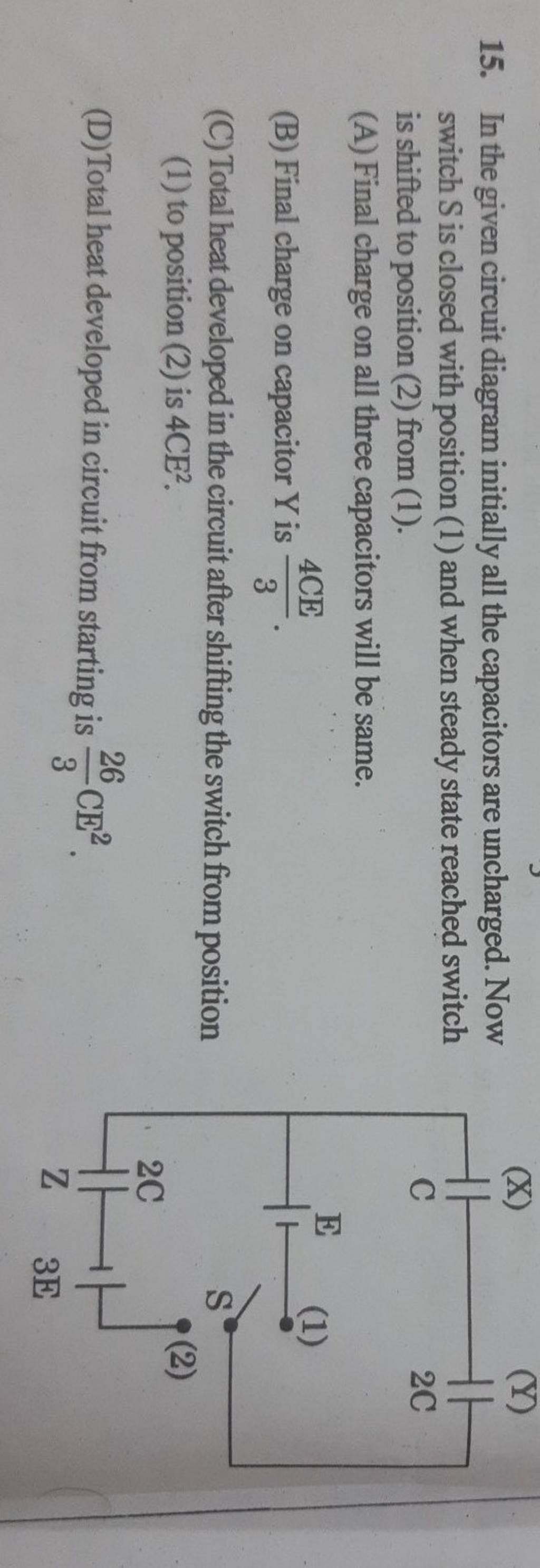 In the given circuit diagram initially all the capacitors are uncharged.