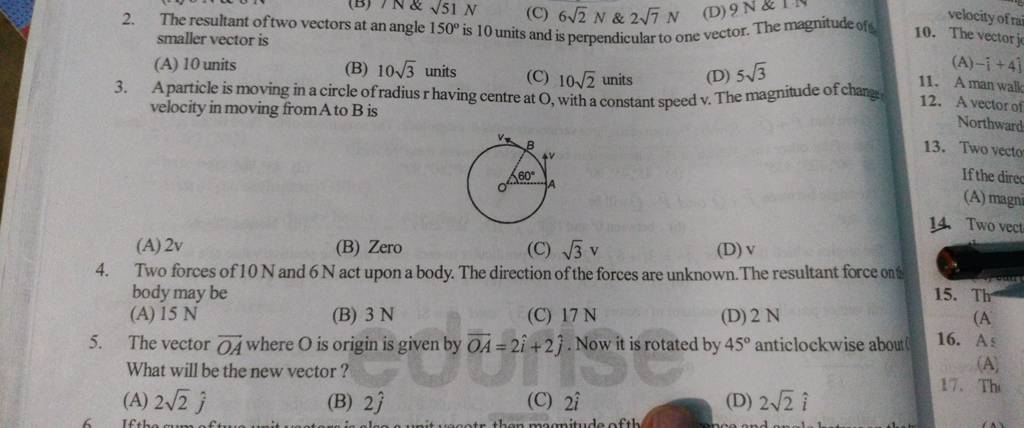 A particle is moving in a circle of radius r having centre at O, with a c..