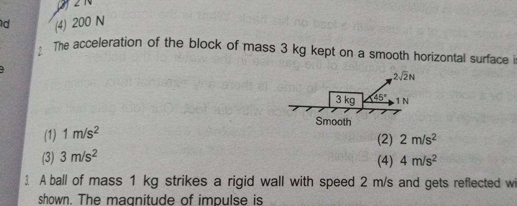 The acceleration of the block of mass 3 kg kept on a smooth horizontal su..