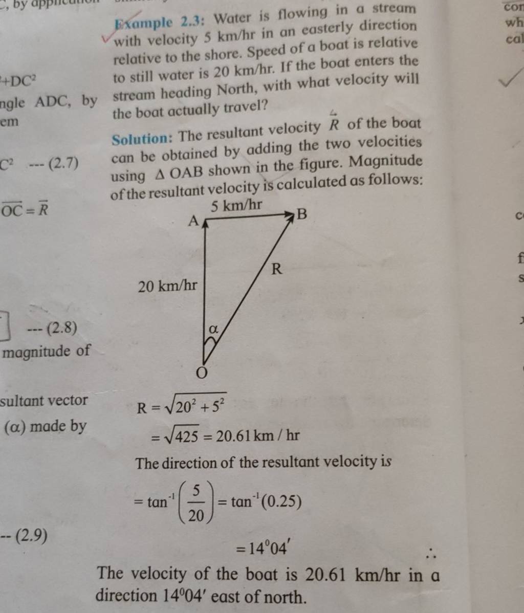 Example 2.3: Water is flowing in a stream with velocity 5 km/hr in an eas..