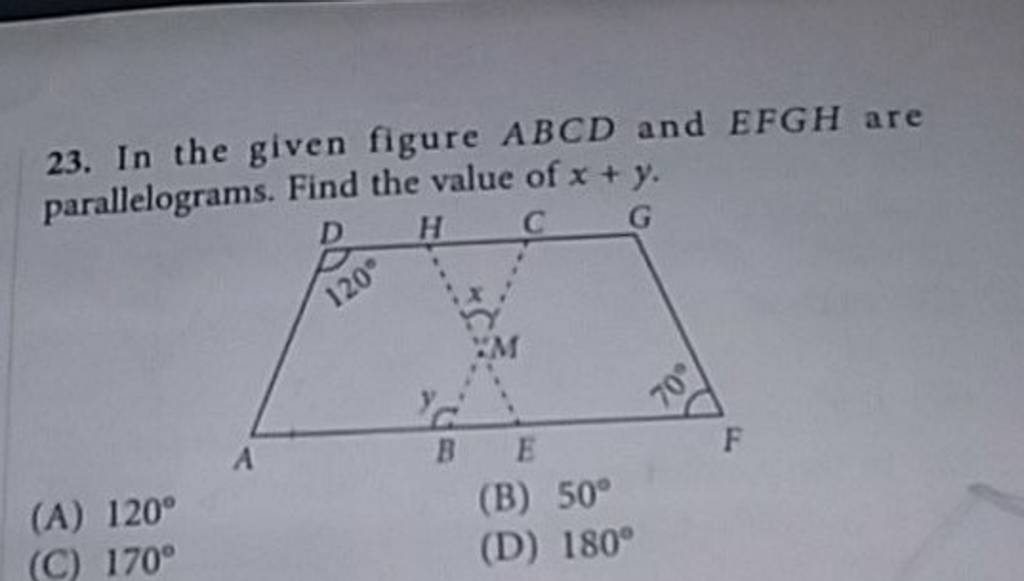 23. In the given figure ABCD and EFGH are parallelograms. Find the value