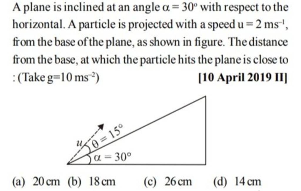 A plane is inclined at an angle α=30∘ with respect to the horizontal. A p..