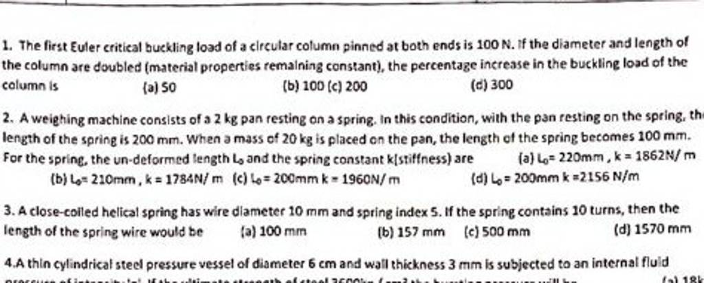 The first Euler critical buckling load of a clecular column pinned at bot.. The first Euler critical buckling load of a clecular column pinned at bot..