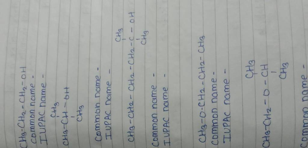 CH3 −CH2 −CH2 −OH common name IUPAC name - common name IUPAC name - CH3 −.. CH3 −CH2 −CH2 −OH common name IUPAC name - common name IUPAC name - CH3 −..