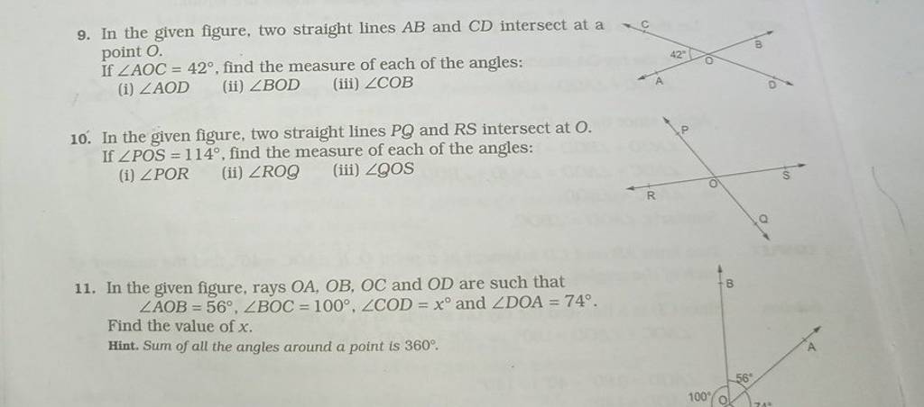 9 In The Given Figure Two Straight Lines Ab And Cd Intersect At A Point