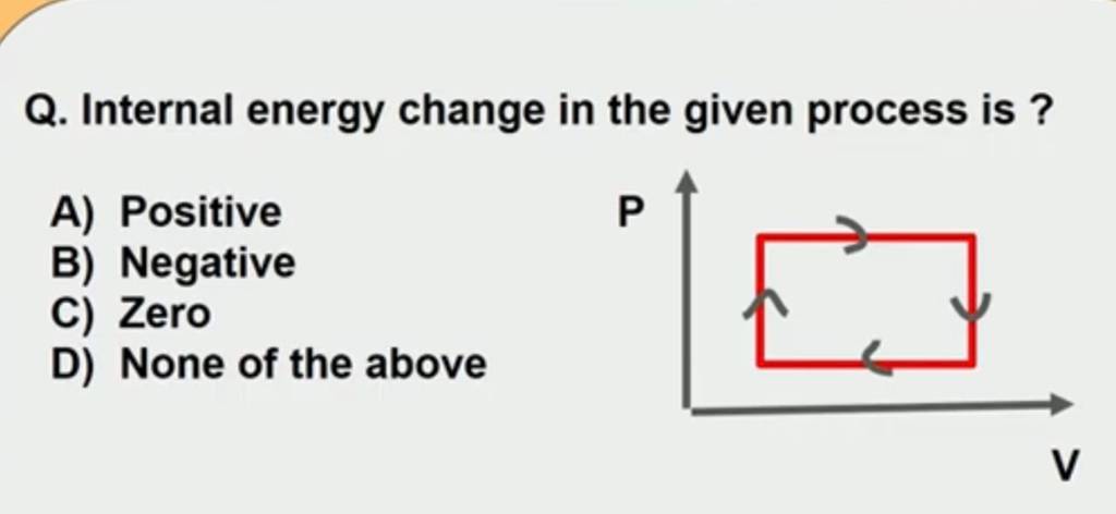 Internal energy change in the given process is ? | Filo