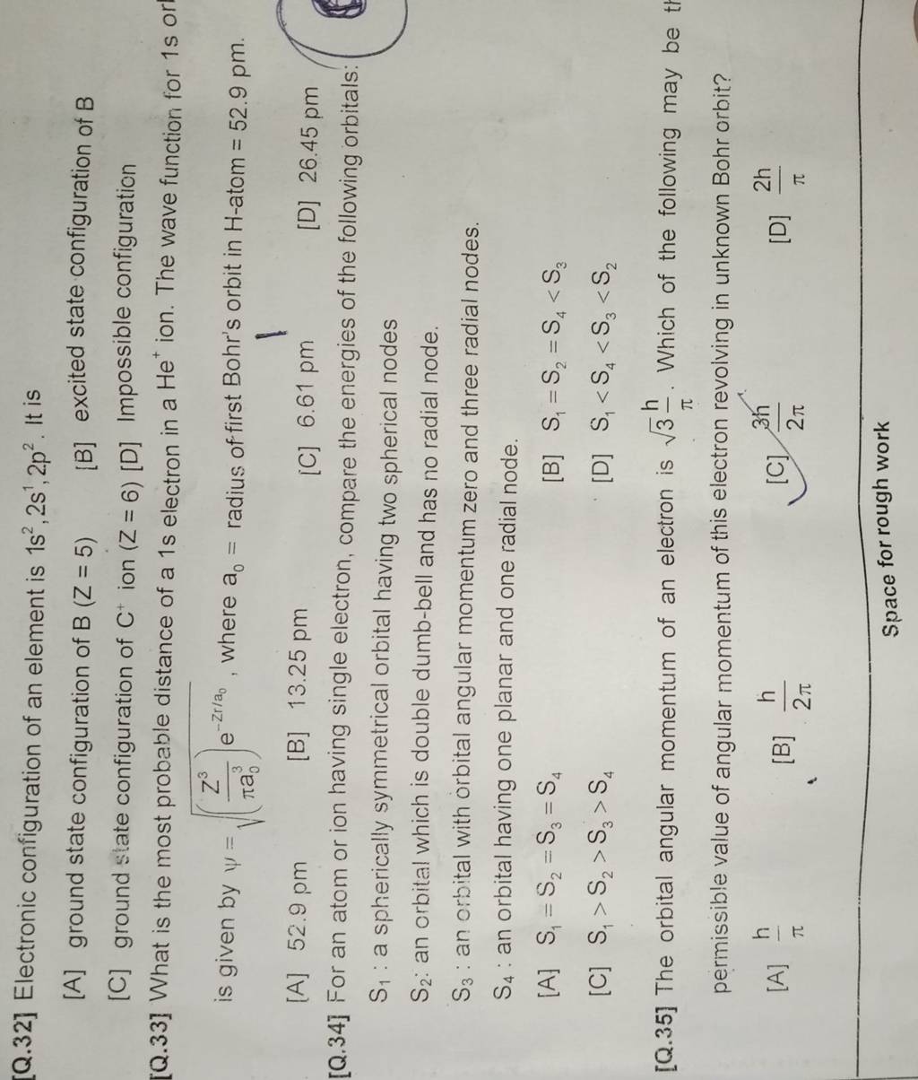 [Q.32] Electronic configuration of an element is 1s2,2s1,2p2. It is#N ...
