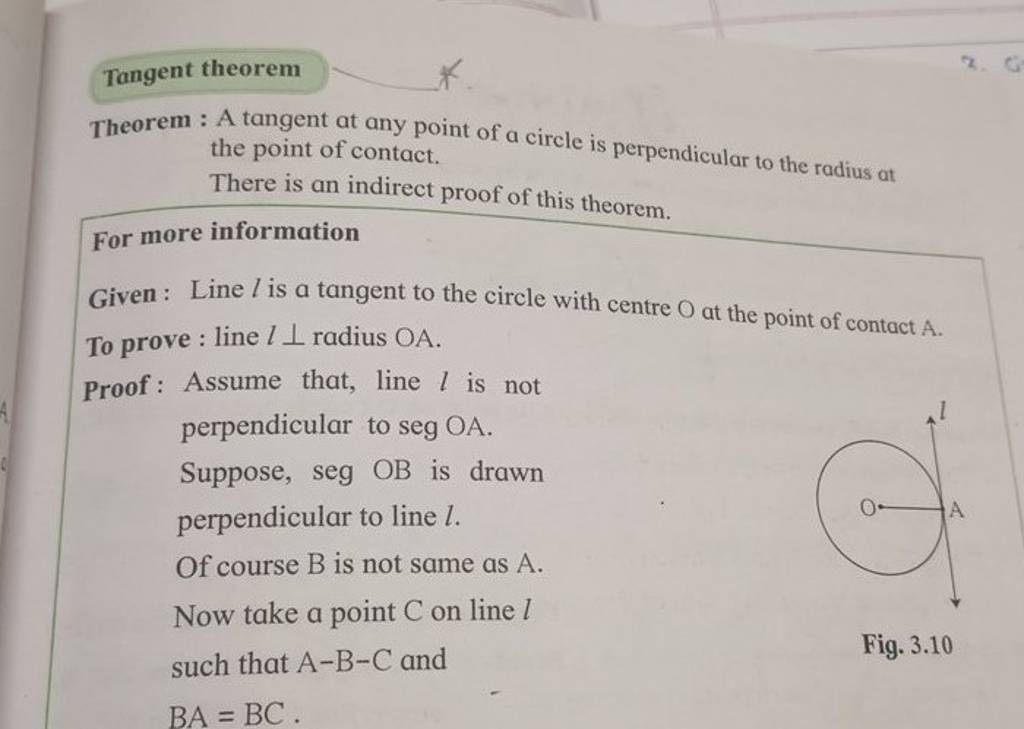 Theorem A Tangent At Any Point Of A Circle Is Perpendicular To The Radi