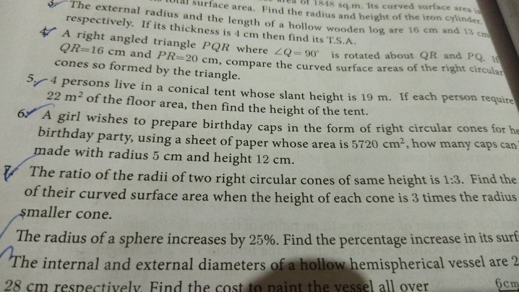 3. The external radius and the area. Find the radius and height of the ir..