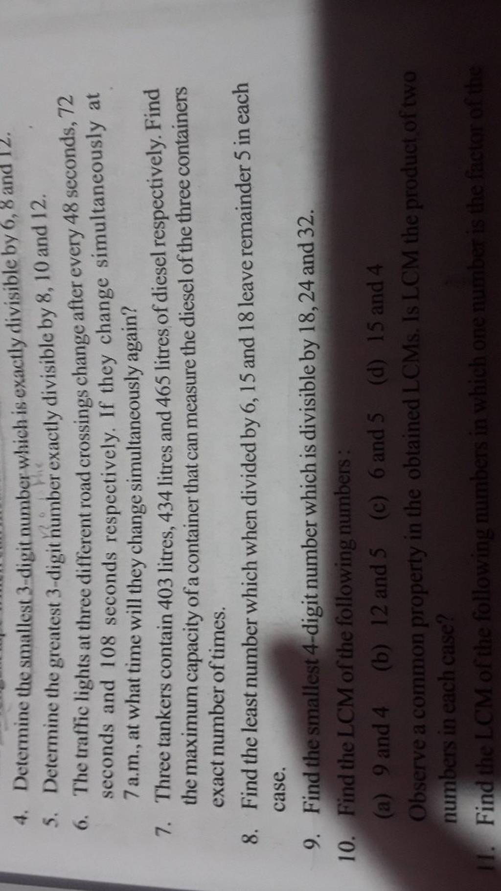 5. Determine the greatest 3-digit number exactly divisible by 8,10 and 12..
