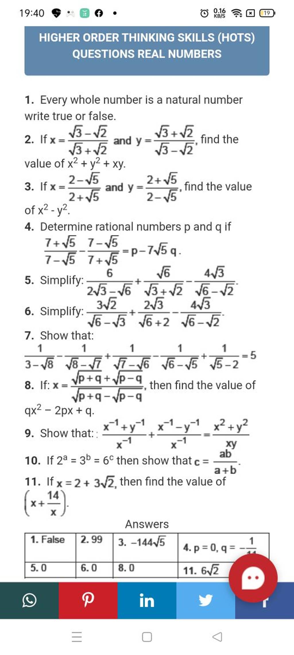 HIGHER ORDER THINKING SKILLS HOTS QUESTIONS REAL NUMBERS 1 Every Whole higher-order-thinking-skills-hots-questions-real-numbers-1-every-whole