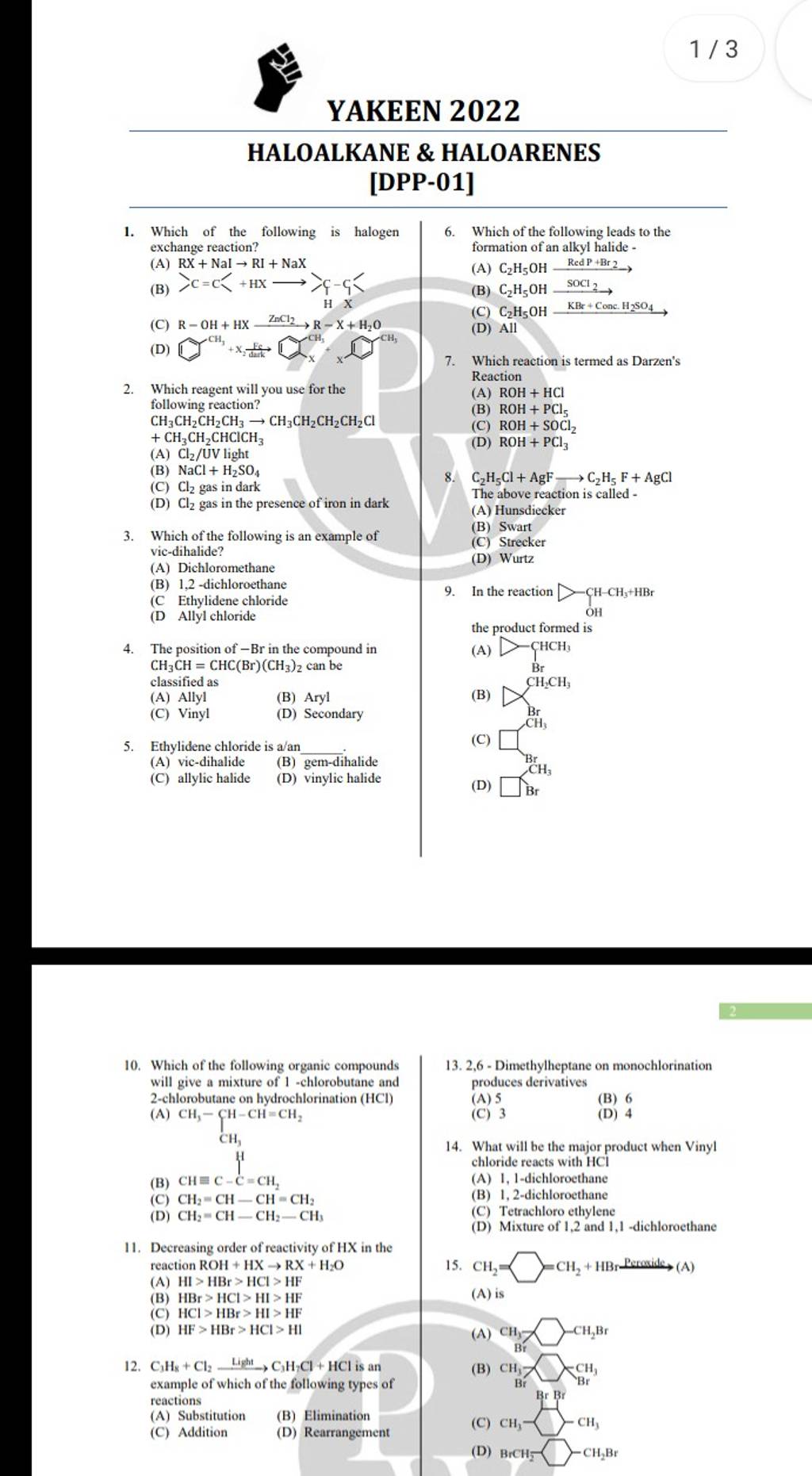 Which reaction is termed as Darzen's 2. Which reagent will you use for th..