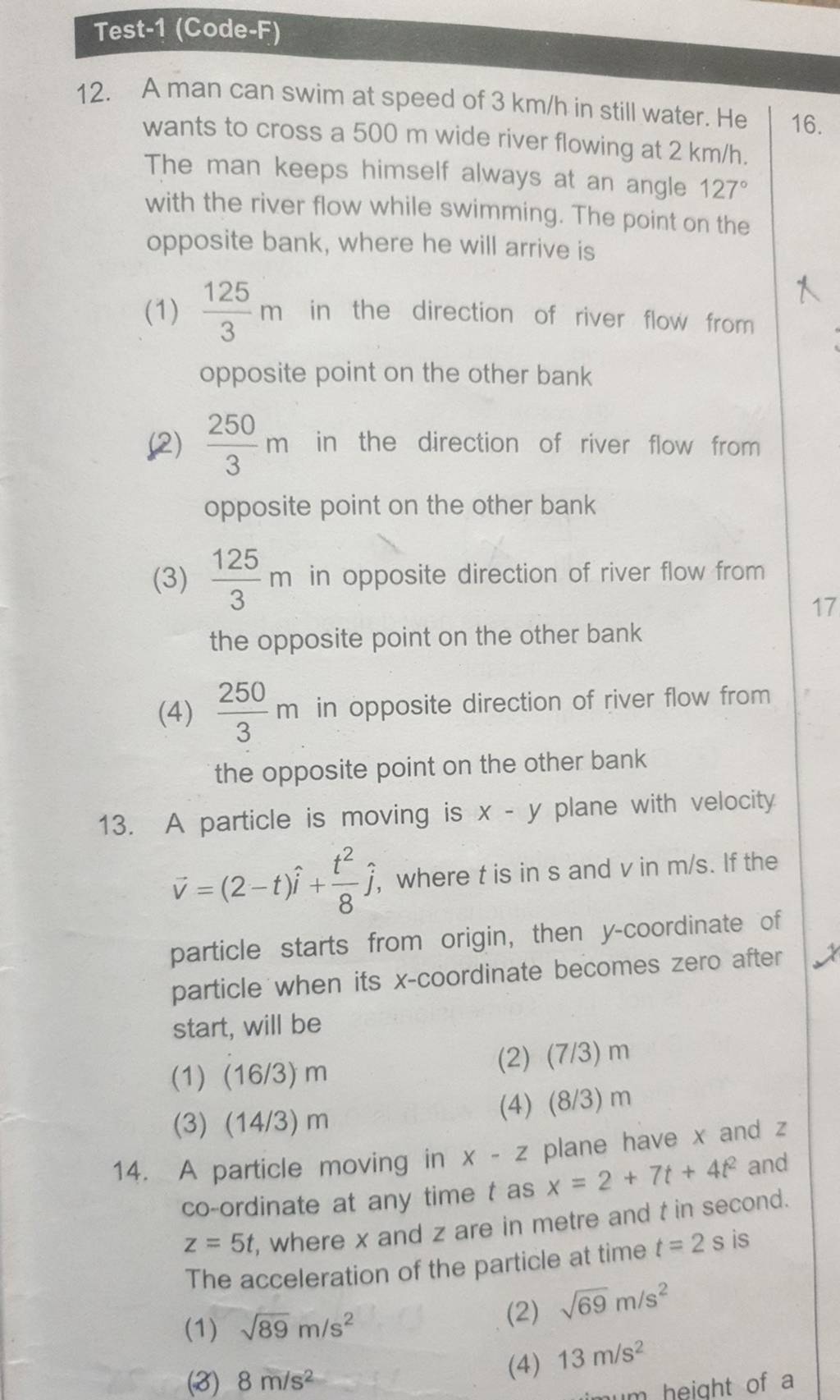 A Particle Is Moving Is X Y Plane With Velocity V 2−t I 8t2 J Wher