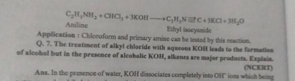 Aniline C2 H5 NH2 +CHCl3 +3KOH C2 H5 N≡C+3KCl+3H2 O Ethyl isocyanide App..