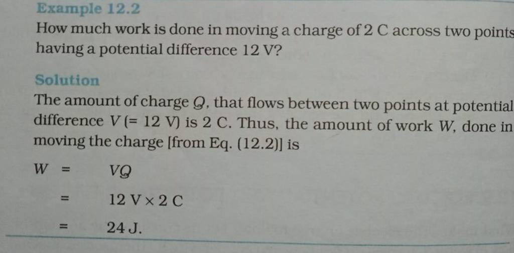 How much work is done in moving a charge of 2C across two points having a..