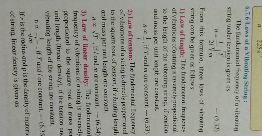 6.7.6 Laws of a Vibrating String : The fundamental frequency of a vibrati..